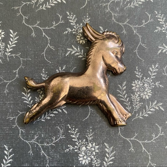 Vintage | Accessories | Vntg Antique Gold Bronze Copper Donkey Horse ...